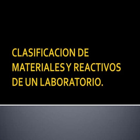 Clasificacion de materiales y reactivos de un laboratorio | PPTX