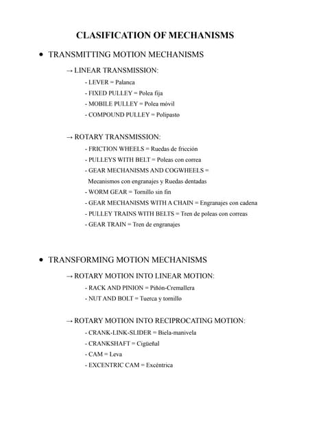 Clasification of mechanisms | PPT