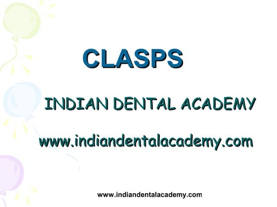 Clasps In Removable Orthodontic Appliance Ppt