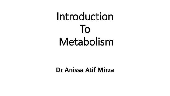 Introduction to metabolism | PPT