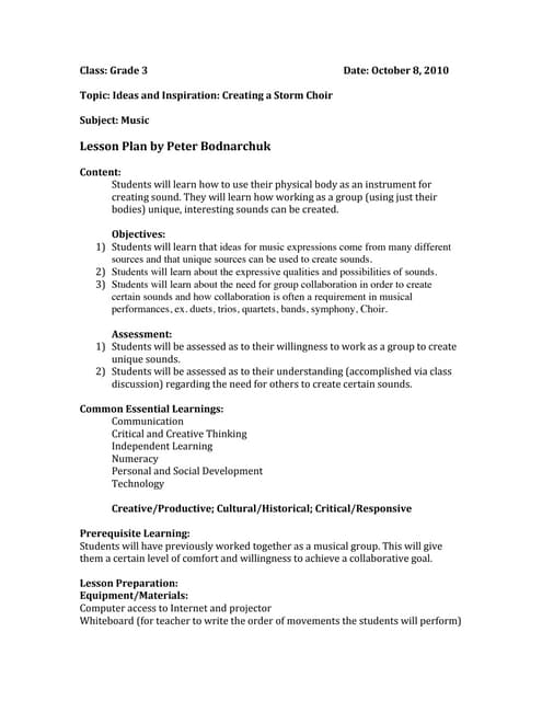 Music theory lesson plan format 3 | PPT