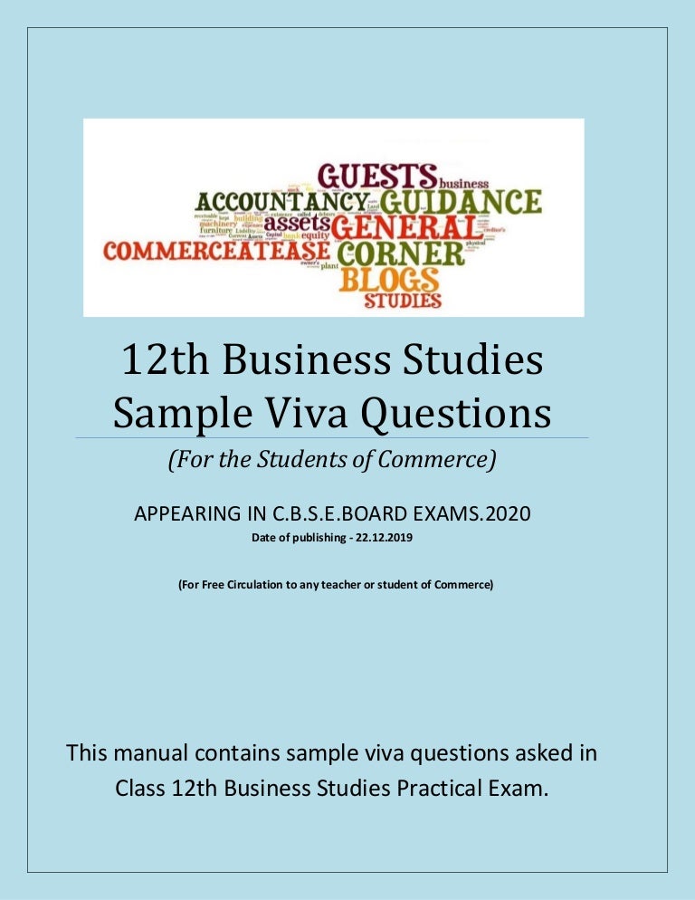Class 12th Sample Viva Questions In Business Studies class-12th-sample-viva-questions-in-business-studies