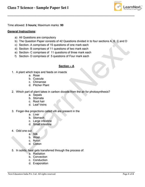 Worksheet on plant tissues | DOC