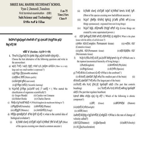 Grade 9 Science two sets questions for students practice onlydocx | PPT