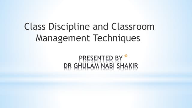 Effective Classroom Management Techniques | PPT