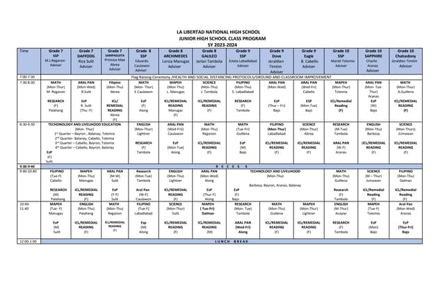 Sample Editable CLASS SCHEDULE for S.Y 2024-2025.docx
