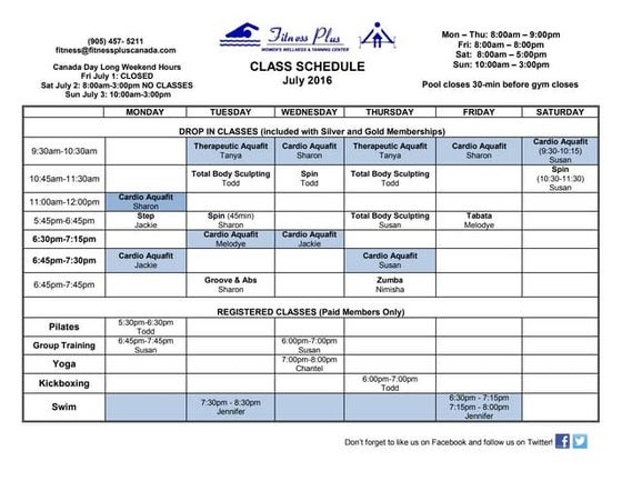 Class schedule-Ladies Only Gym, Tanning, Weight Loss | PPT