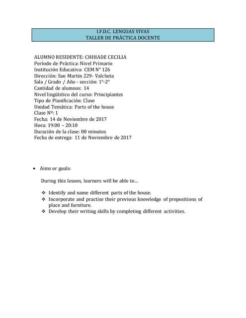 Ciccarelli lesson plan 4 corregido- just passed | PDF