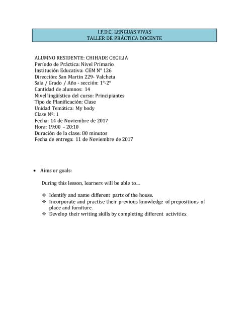 Ciccarelli lesson plan 4 corregido- just passed | PDF