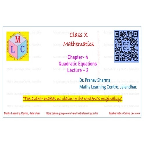 Class 10 _ Chapter 4_ Quadratic equations (completing the squares, quadratic formula)_Lecture 2 ...