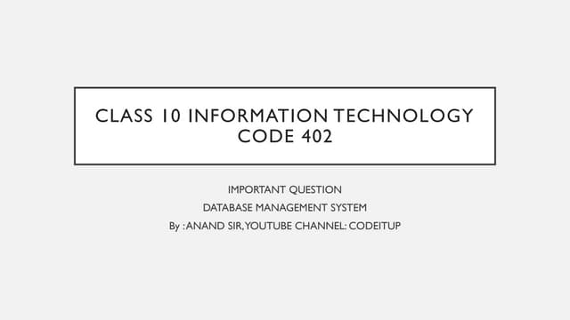 IT-402 Study Material for class 10 th student’s | PDF