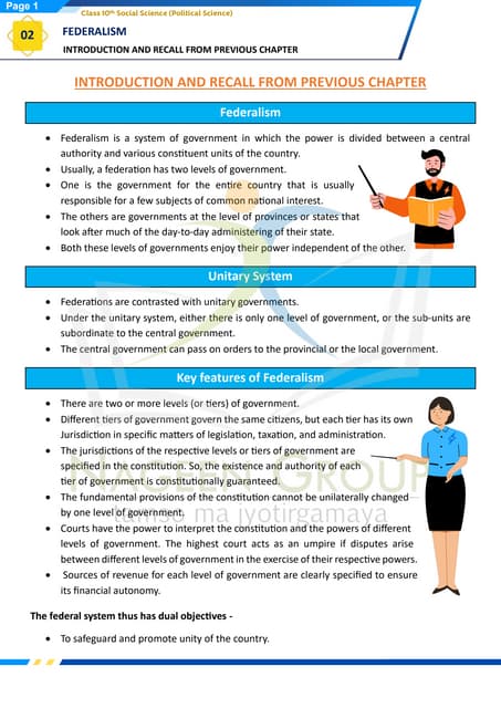 Chapter 2 Federalism class 10 CBSE Civics | PPTX