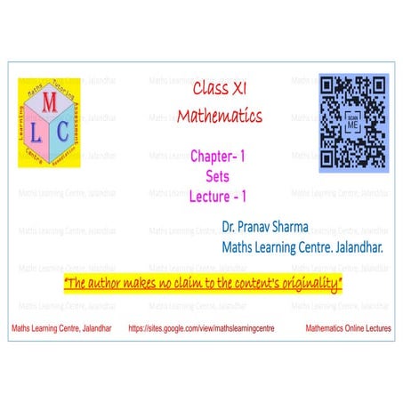 Class 11_ Chapter 1_Sets (Basics) Lecture 1 | PPT