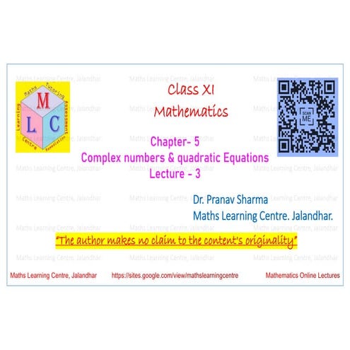 Class 11 Chapter 5 Complex Numbers and Quadratic Equations (Polar form ) Lecture 3.pdf