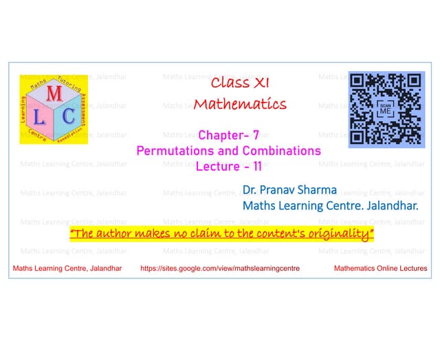 Class 11 Chapter 7 Permutation and combinations (Geometrical problems ... Class 11 Chapter 7 Permutation and combinations (Geometrical problems ...