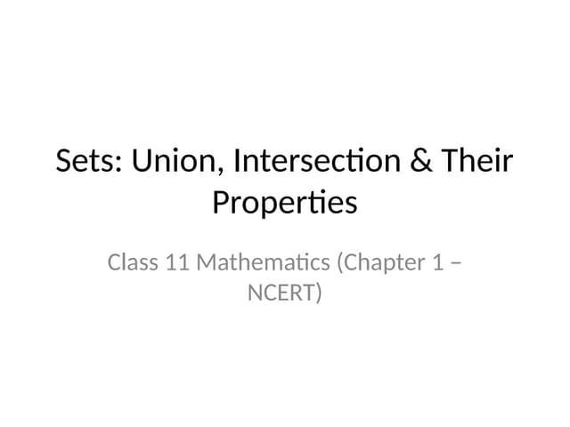 Union & Intersection of Sets | PPTX