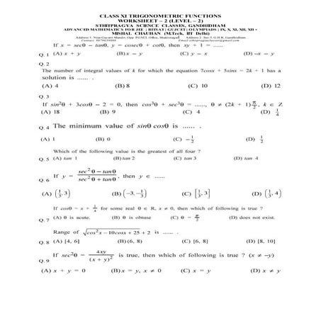 Class xi binomial theorem worksheet
