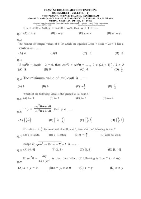 Class xi logarithm (c) worksheet | PDF