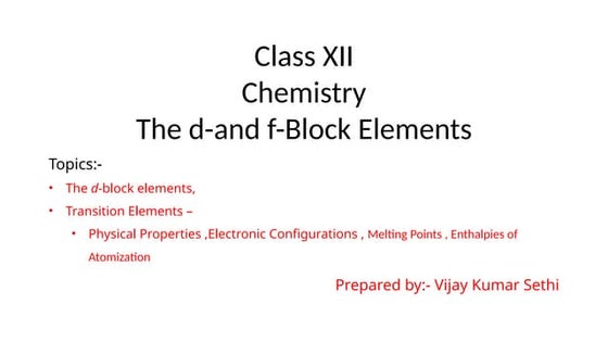 D block-elements | PPTX | Chemistry | Science