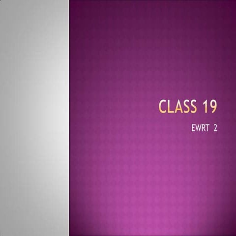 Class 19 | PPTX | Education