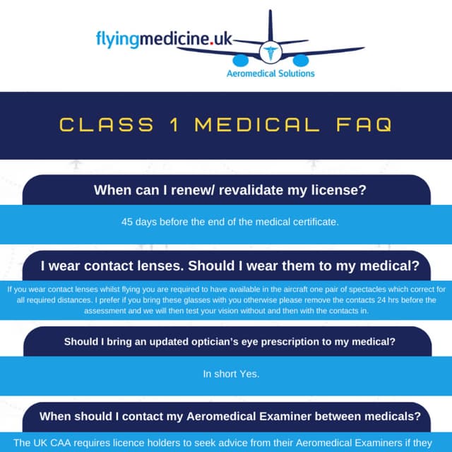 Infographic:- Class 1 Medical FAQ - Flyingmedicine Ltd | PDF