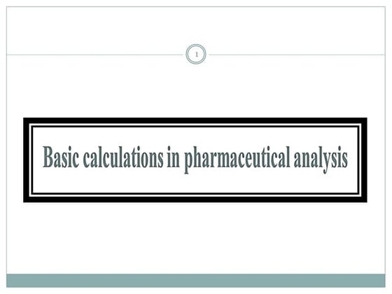 Introduction to Pharmaceutical analysis - I (HRB) | PDF