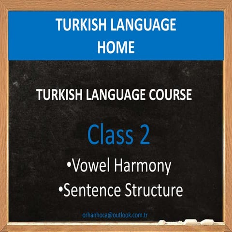 Online Turkish Grammar Vowel Harmony Sentence Structure | PPSX