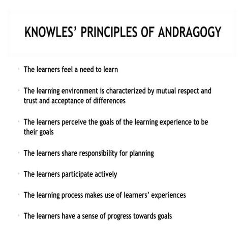 Class 3 knowles principles of andragogy | PPT