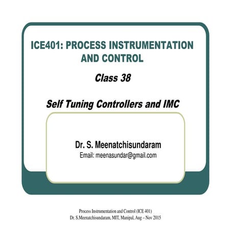 Class 38 self tuning controllers and imc | PDF