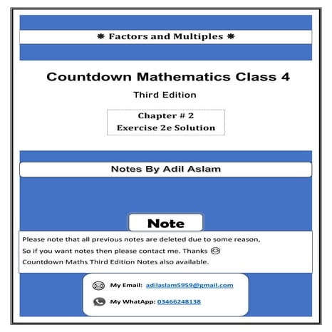 Countdown Maths Class 4 Chapter # 2 Solution | PDF