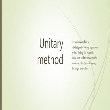 Class 6 - Unitary | PPTX