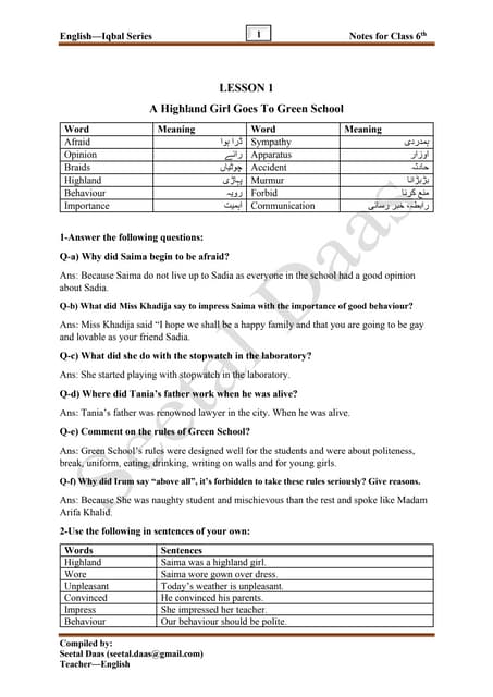 Iqbal Series English for Class 5th (solved) | PDF Iqbal Series English for Class 5th (solved) | PDF