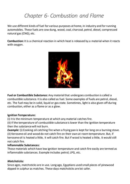 Combustion And Flame, Class 8 | PPT