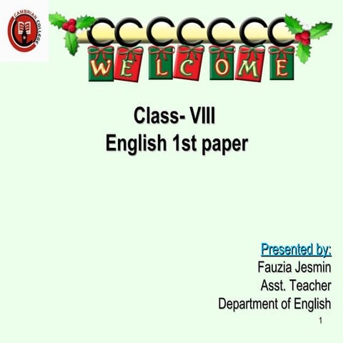 Class 8 english lesson 8 making a class committee | PPT