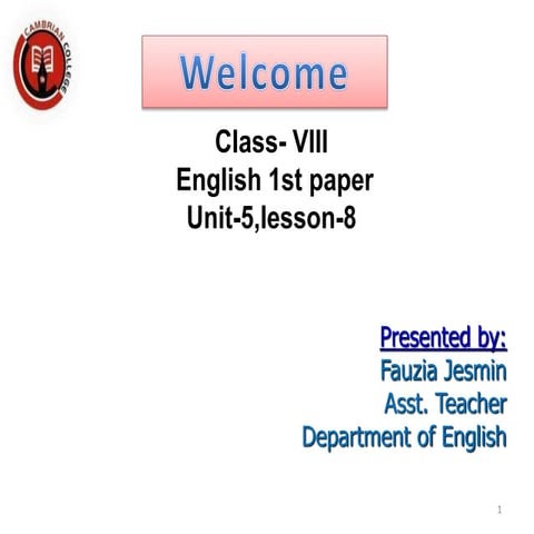 Class 8 english lesson 8 the children song | PPTX