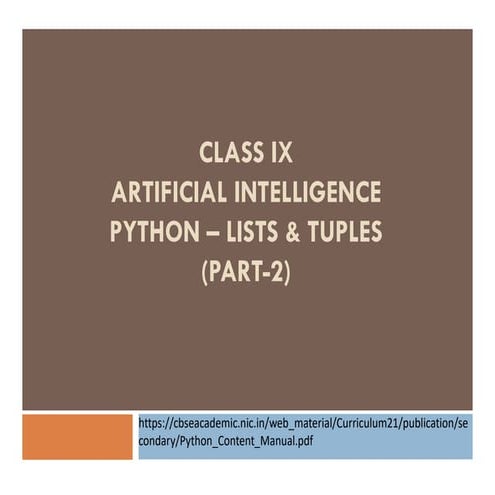 CLASS 9-PYTHON LISTS-PART 2.pdf / by soni | PDF