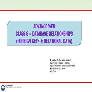 Class 9 – Database Relationships (Foreign Keys & Relational Data).pptx