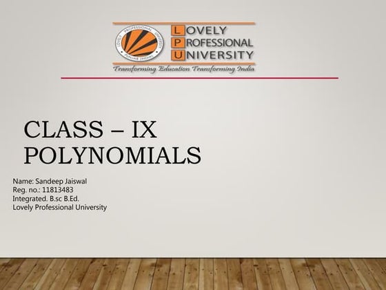 Polynomials Mathematics Grade 7 | PPT