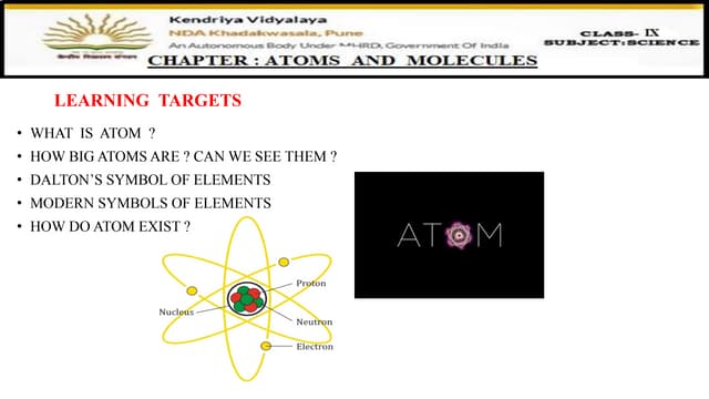 Class 9 ppt 3 ch 3 atoms and molecules | PPTX