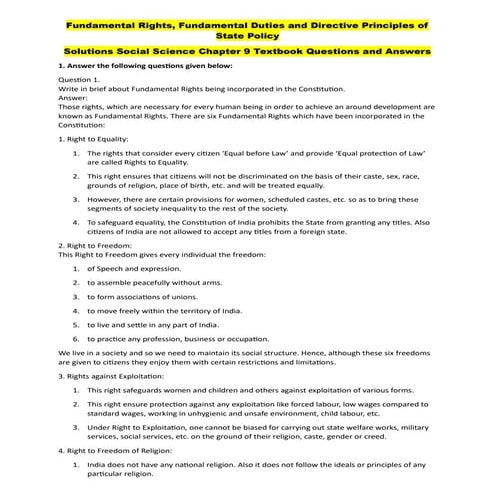 Class9th (A) SS- Chapter9 Fundamental rights, fundamental duties and ...