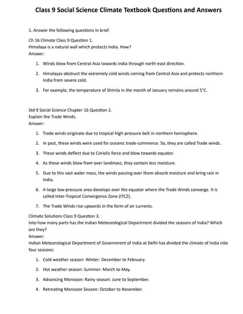 Class 9 climate ch. 4 ppt new | PPTX | Geography | Science