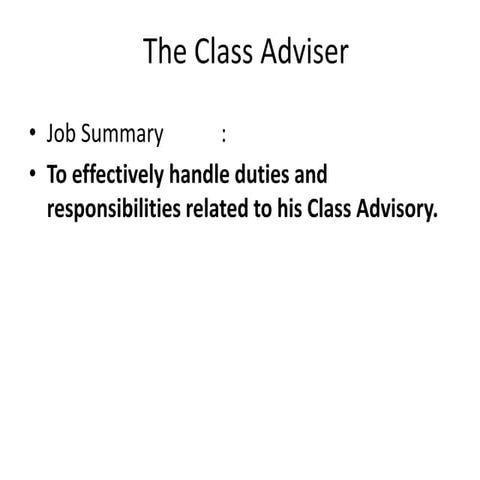 Class Adviser Job Description Year 2024 Ppt