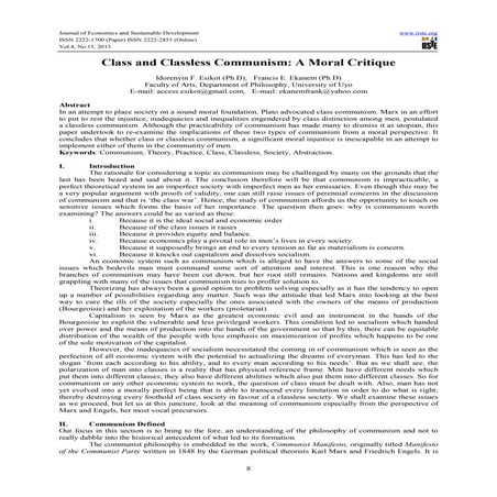 Class and classless communism a moral critique | PDF | Business ...