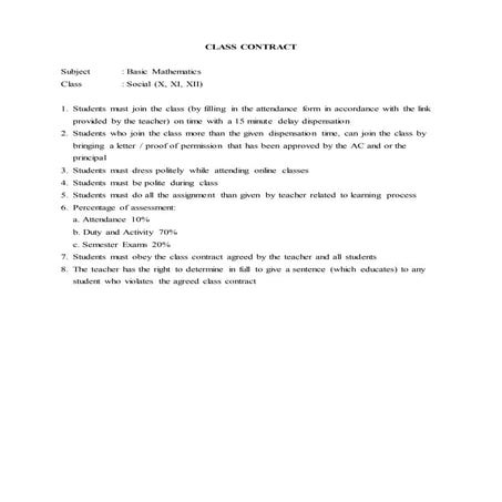Class contract basic math | DOCX