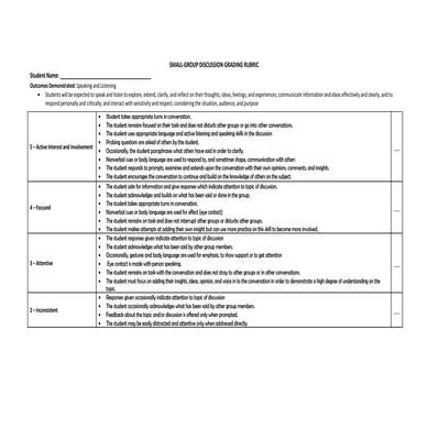 Class discussion grading rubric | DOC | Educational Assessment | Education