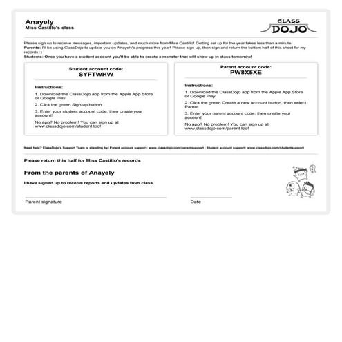 Class dojo parent and student invites for math (1) | PDF