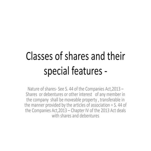Classes of shares and their special features | PPTX