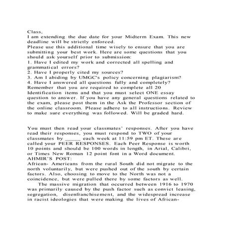 Class,I am extending the due date for your Midterm Exam. This ne | PDF