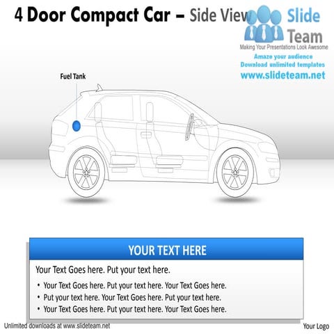 Cars 4 door red car top view power point slides and ppt diagram ...