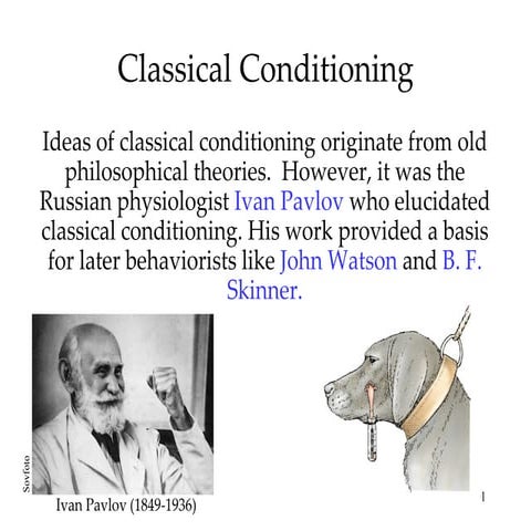Classical Conditioning by Ivan Pavlov.